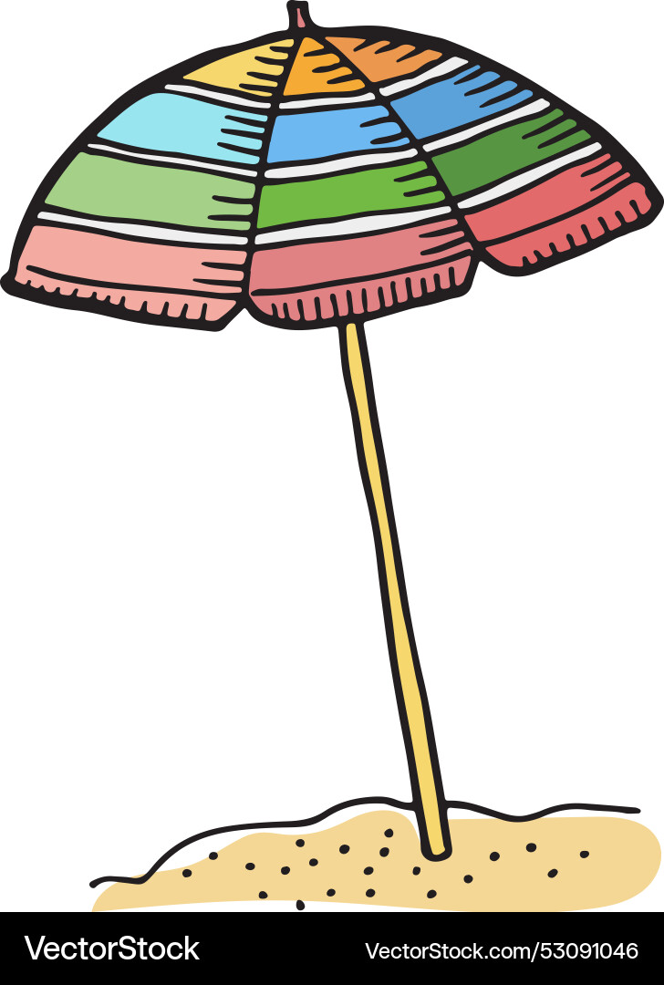 Beach sunshade doodle summer hand drawn umbrella Vector Image