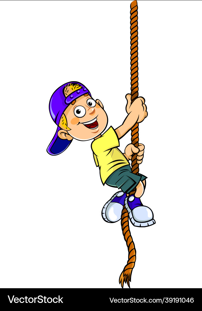 Cartoon boy on a rope Royalty Free Vector Image