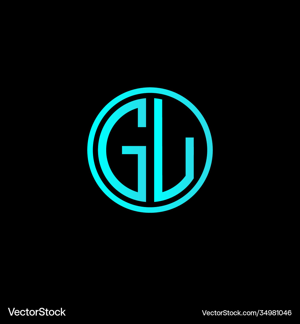 Gu monogram letter icon design on black Royalty Free Vector