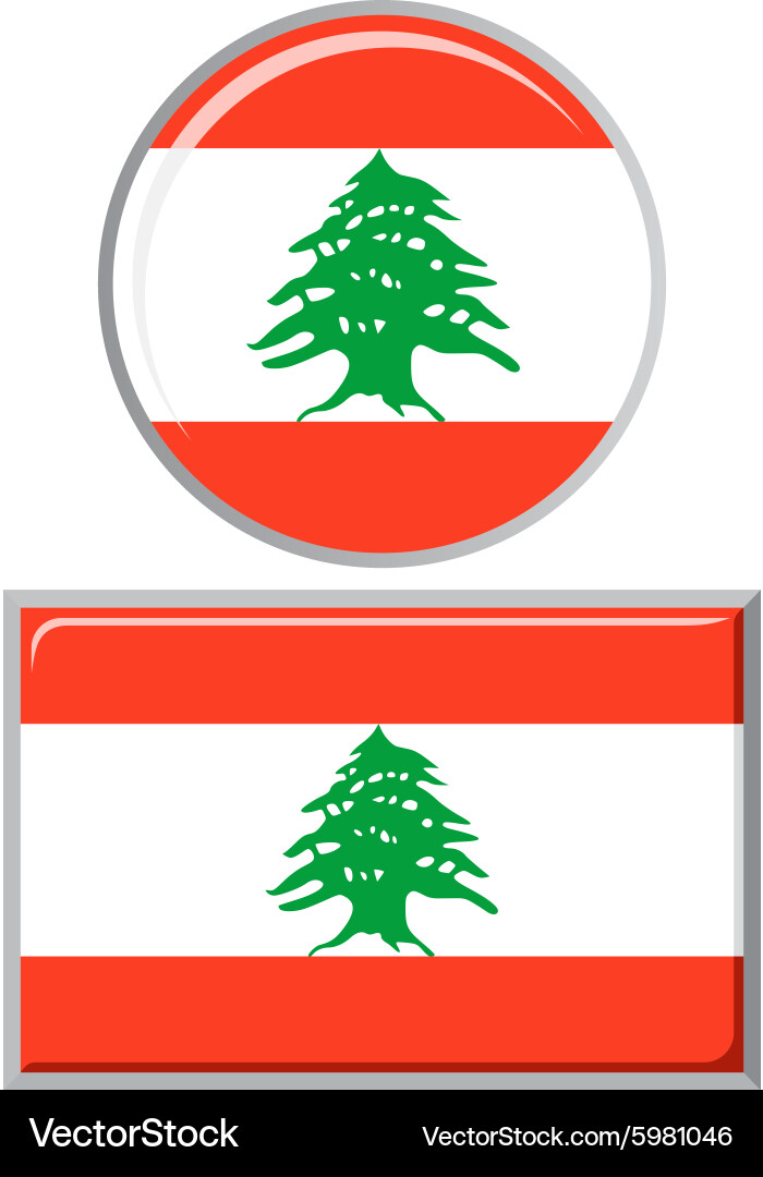 Lebanon Flag Icon - Round and Square Royalty Free Vector
