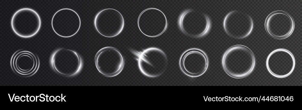 Light effect twirl white trail wave circle line Vector Image