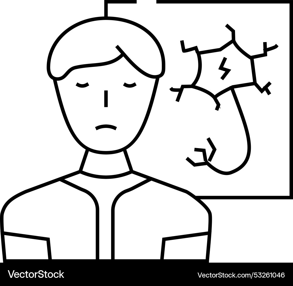 Nervous person stress headache line icon Vector Image