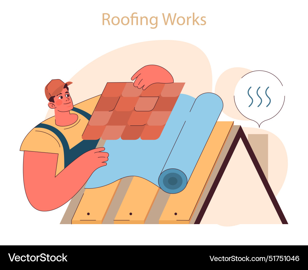 Roofing works concept detailed Royalty Free Vector Image
