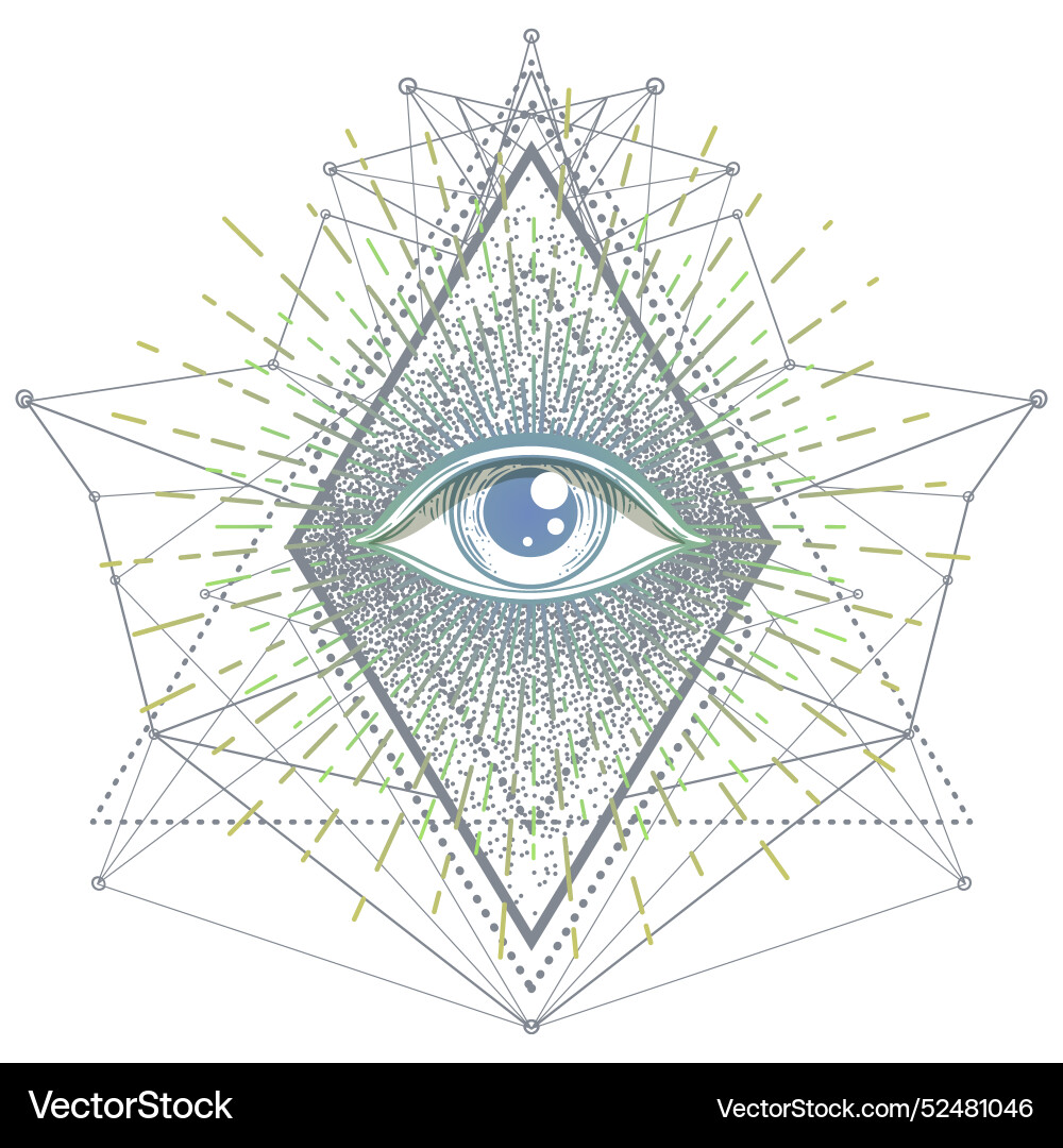 Sacred geometry symbol with all seeing eye over Vector Image