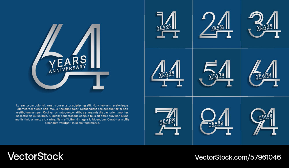 Silver Anniversary Number Set - 14, 24, 34, 44, 54