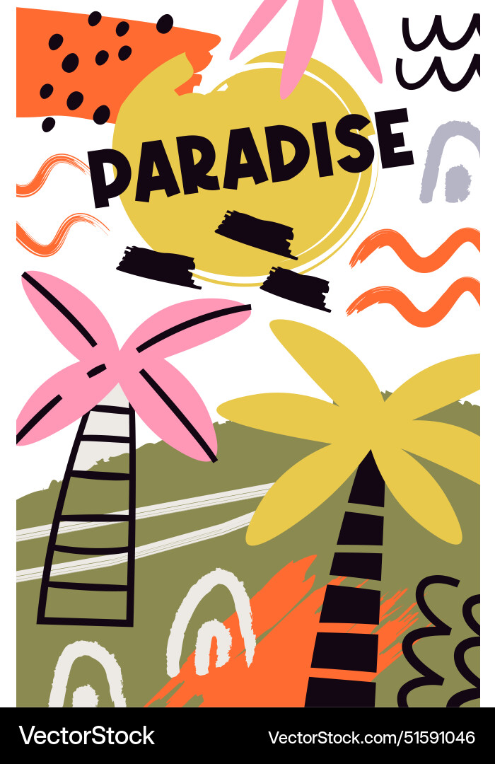 Summer paradise hand drawn poster Royalty Free Vector Image