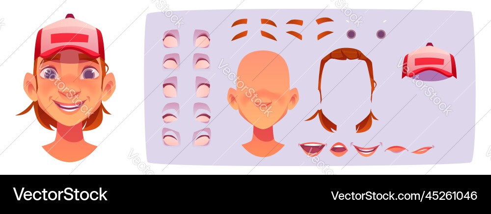 Teen boy face constructor for avatar design Vector Image