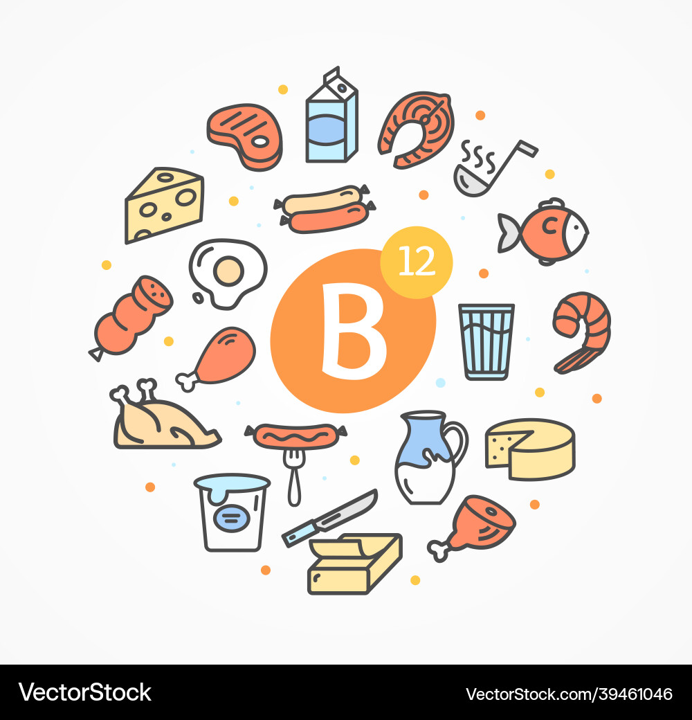 Vitamin b12 round design template contour lines Vector Image