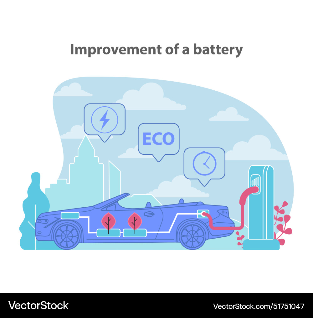 Advancing electric car technology focused Vector Image