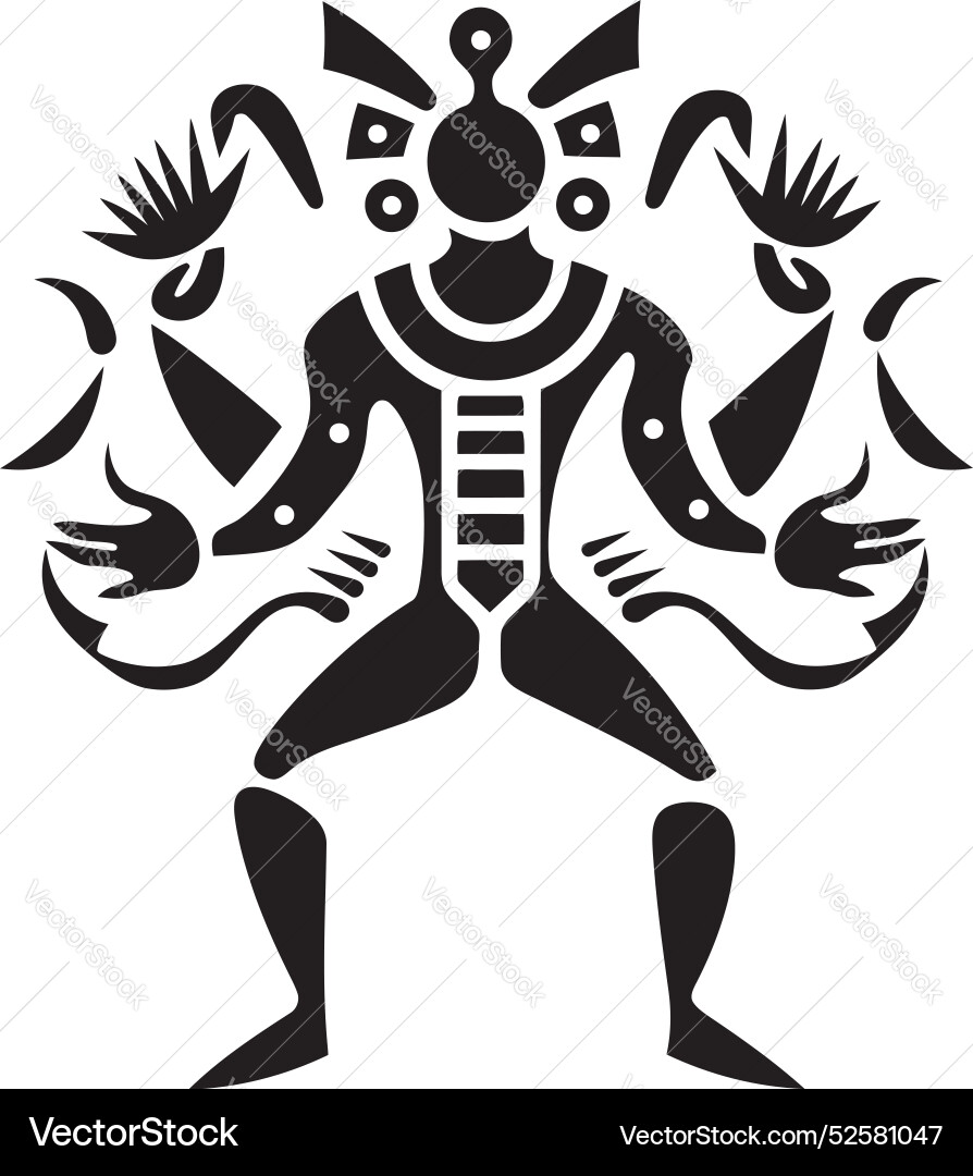 Ancient flute player black kokopelli emblem Vector Image