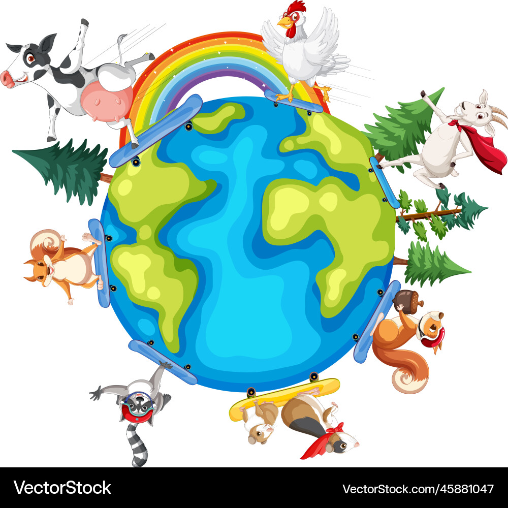 Animals on the planet earth Royalty Free Vector Image