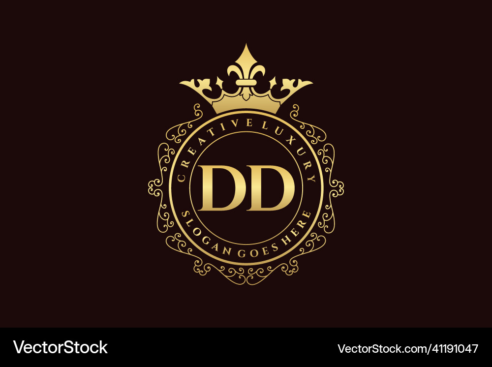 Dd initial letter luxury calligraphic feminine Vector Image