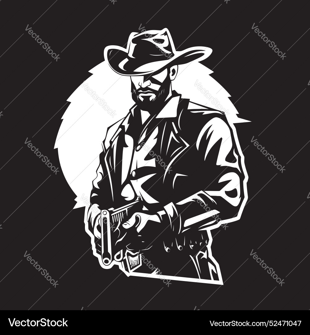 Frontier firepower cowboy gun logo icon wanted Vector Image