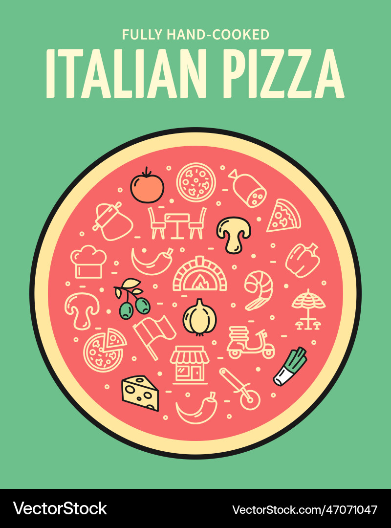 Hand cooked italian pizza traditional restaurant Vector Image