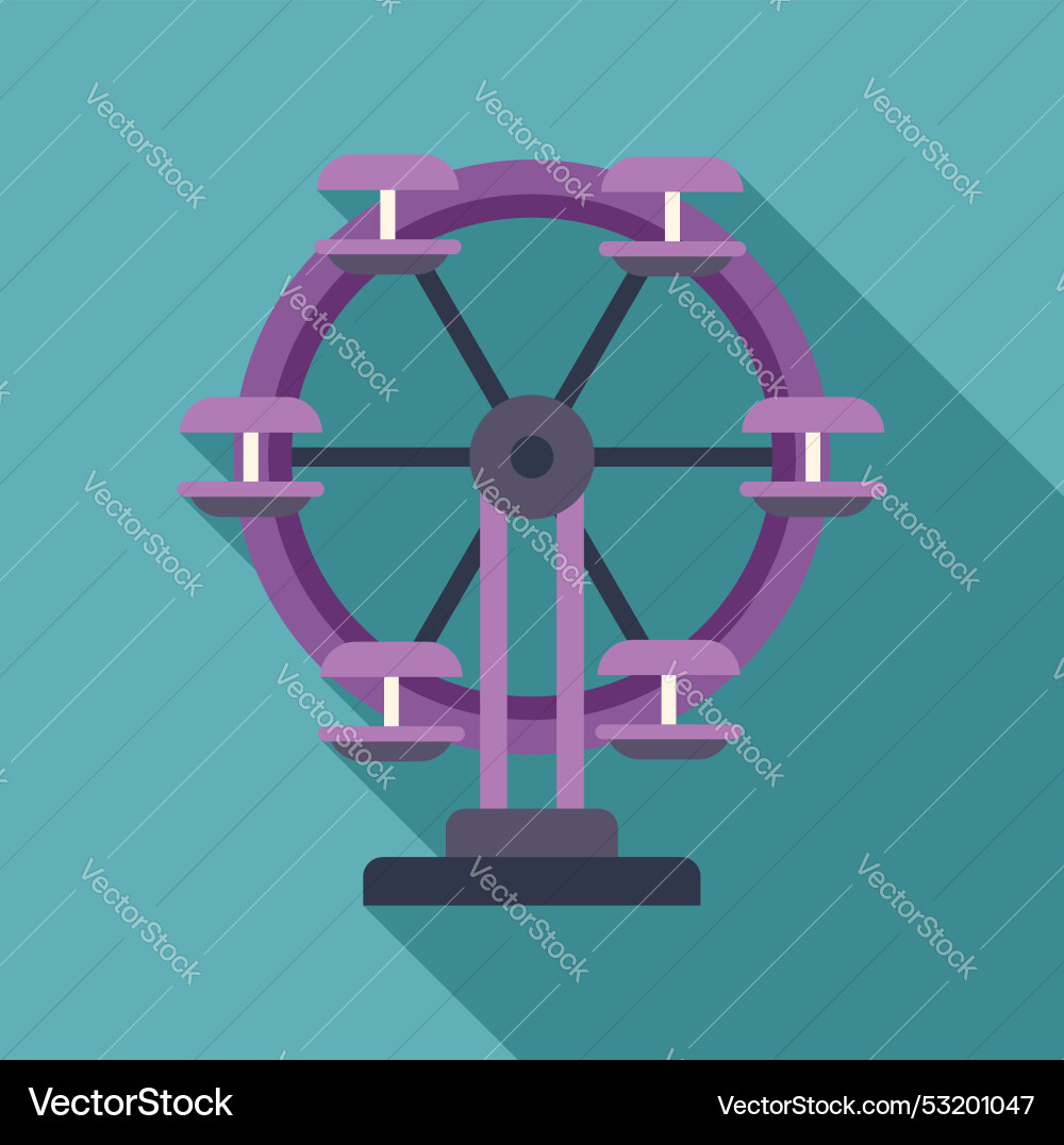 Purple ferris wheel casting long shadow over Vector Image