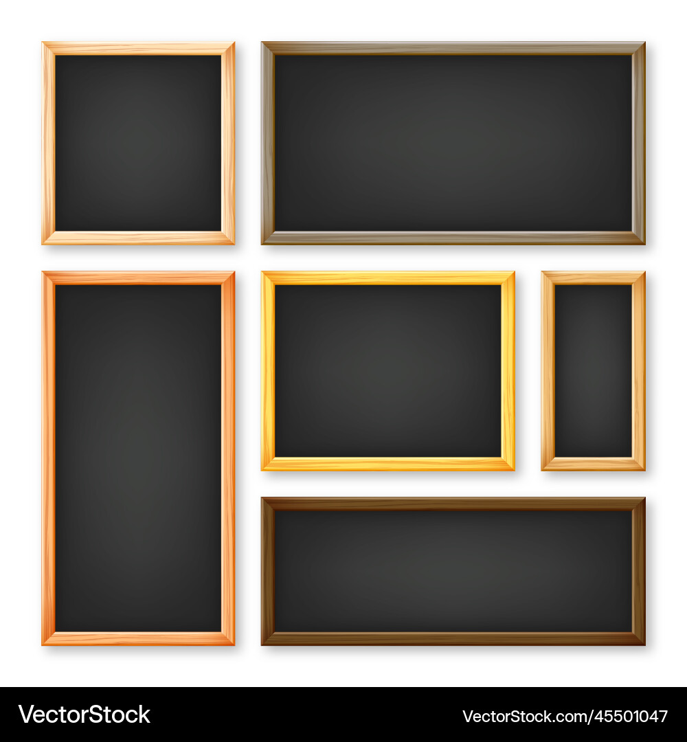 Realistic various chalkboards in a wooden frame Vector Image