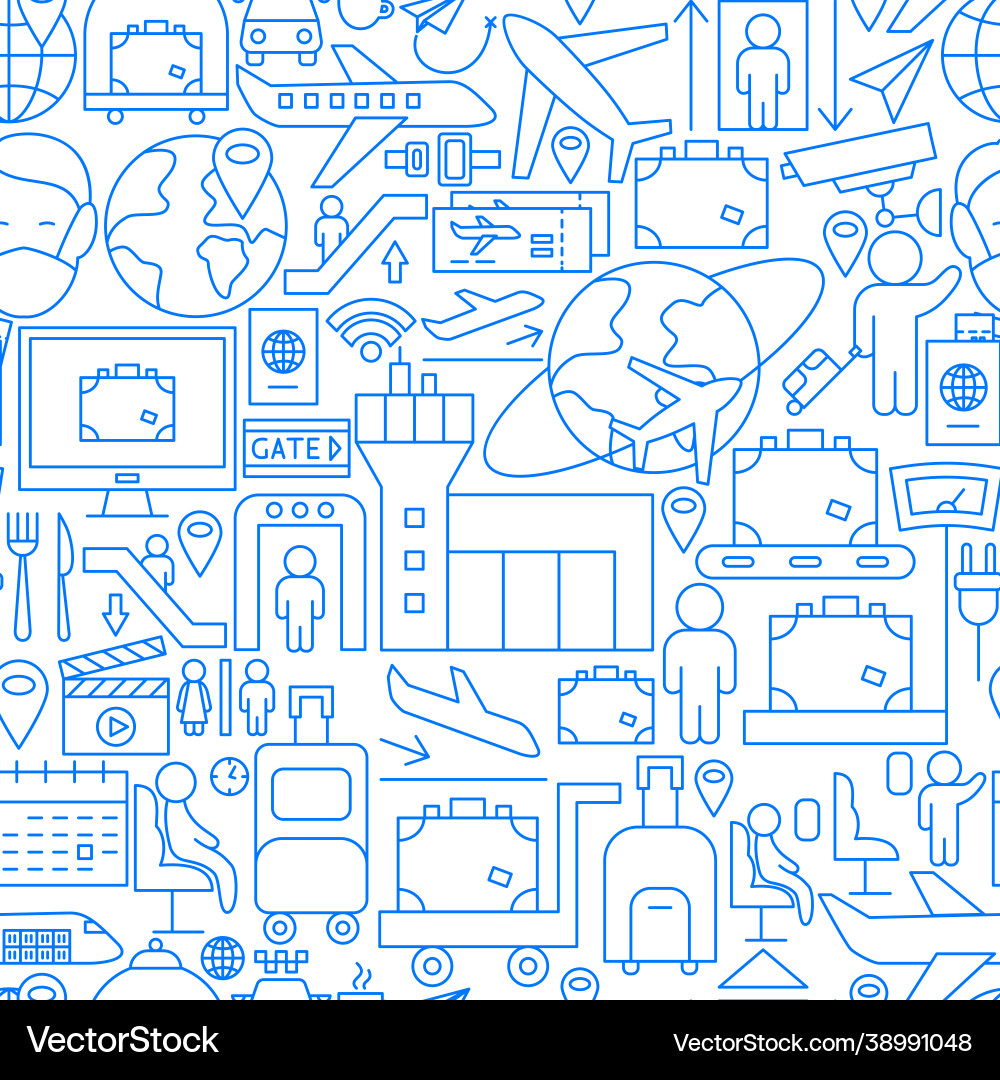 Airport line seamless pattern Royalty Free Vector Image