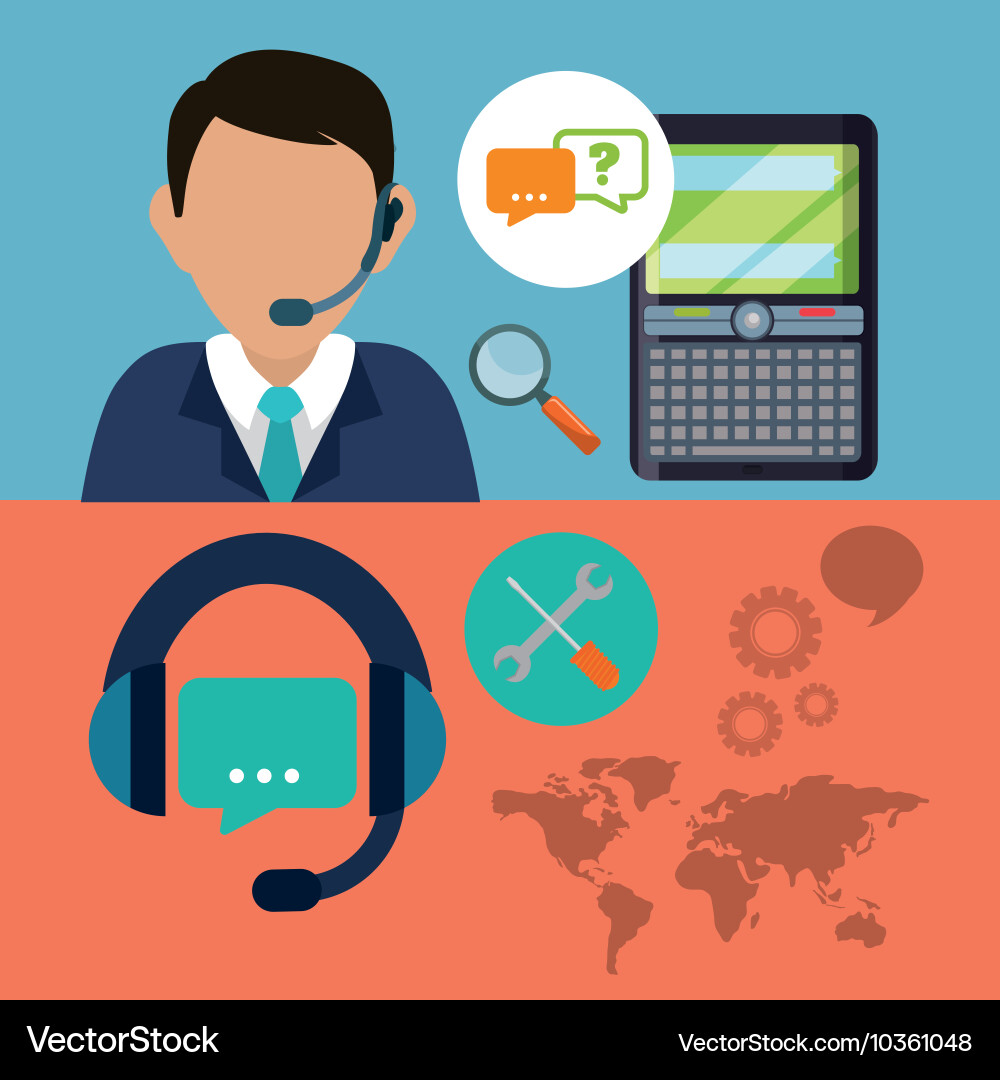 Technischer Ikonensatz für Kundendienst Vektorbild