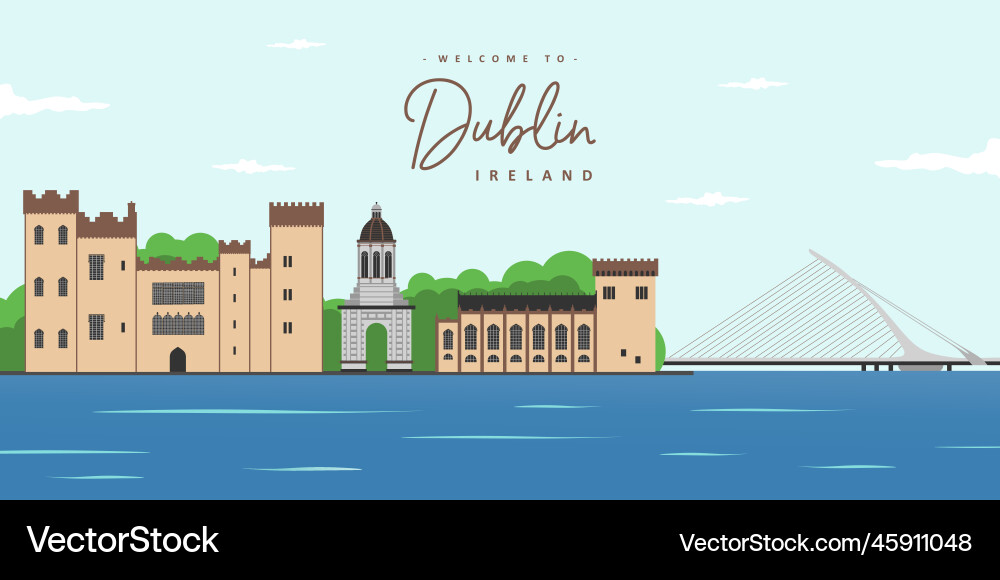 Dublin Cityscape Panorama Royalty Free Vector Image