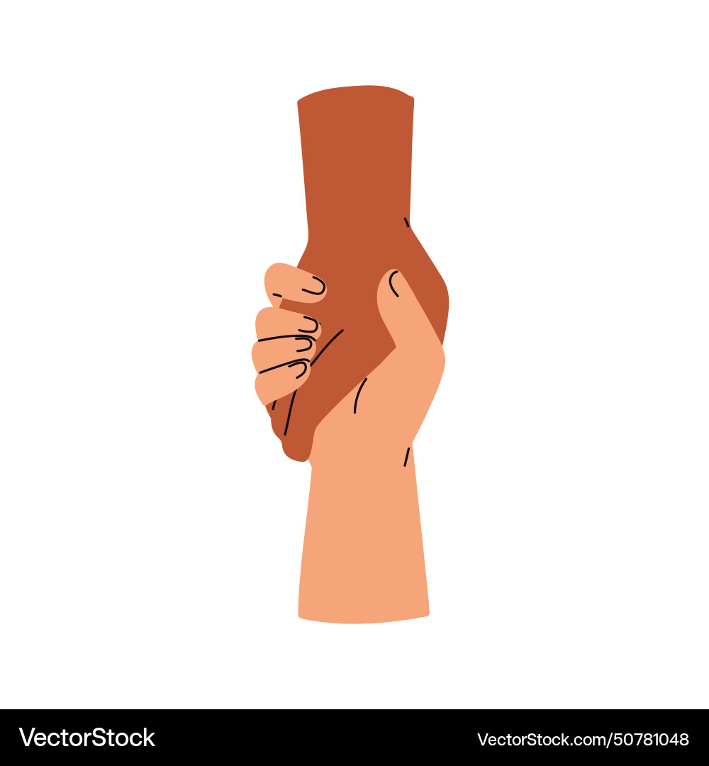 Giving hand to help rescue two arms clasping Vector Image