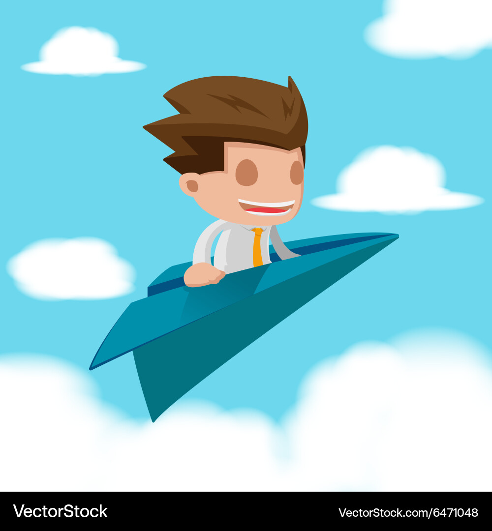 Man business fly paper plane Royalty Free Vector Image