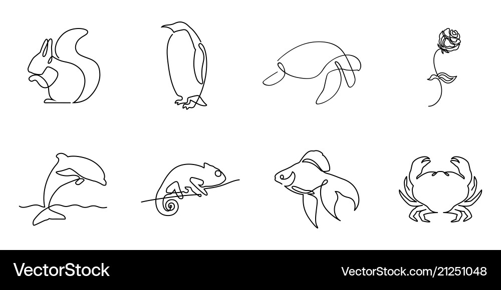 Minimalist Animal Line Icons Royalty Free Vector Image