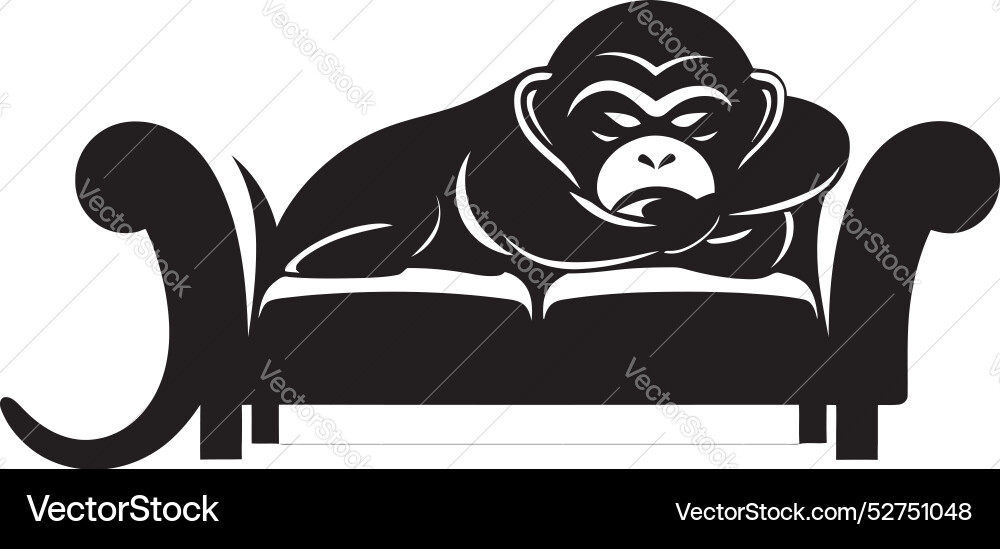 Peaceful pillow monkey sleep on couch logo Vector Image