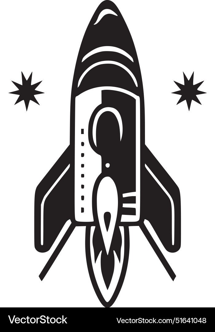 Rocket - black and white Royalty Free Vector Image