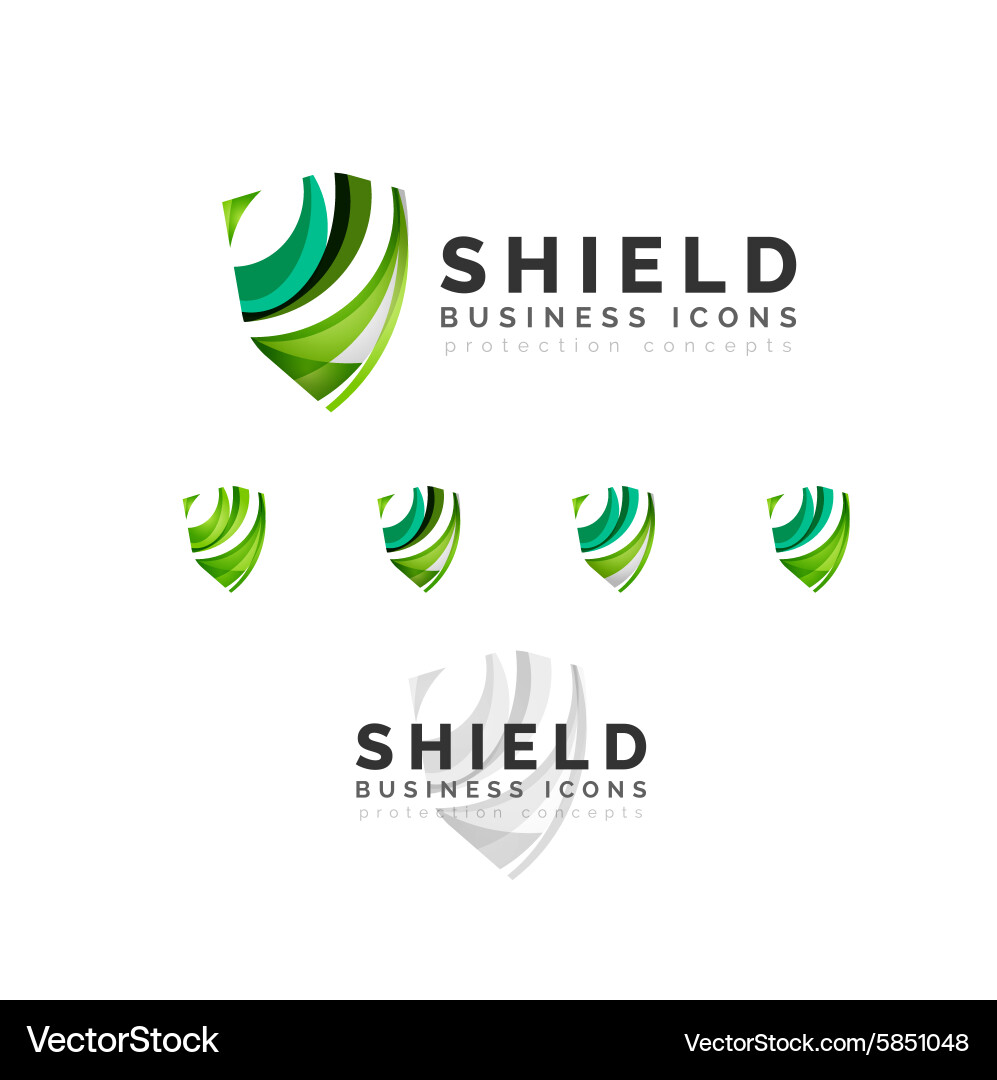 Set of protection shield logo concepts Royalty Free Vector