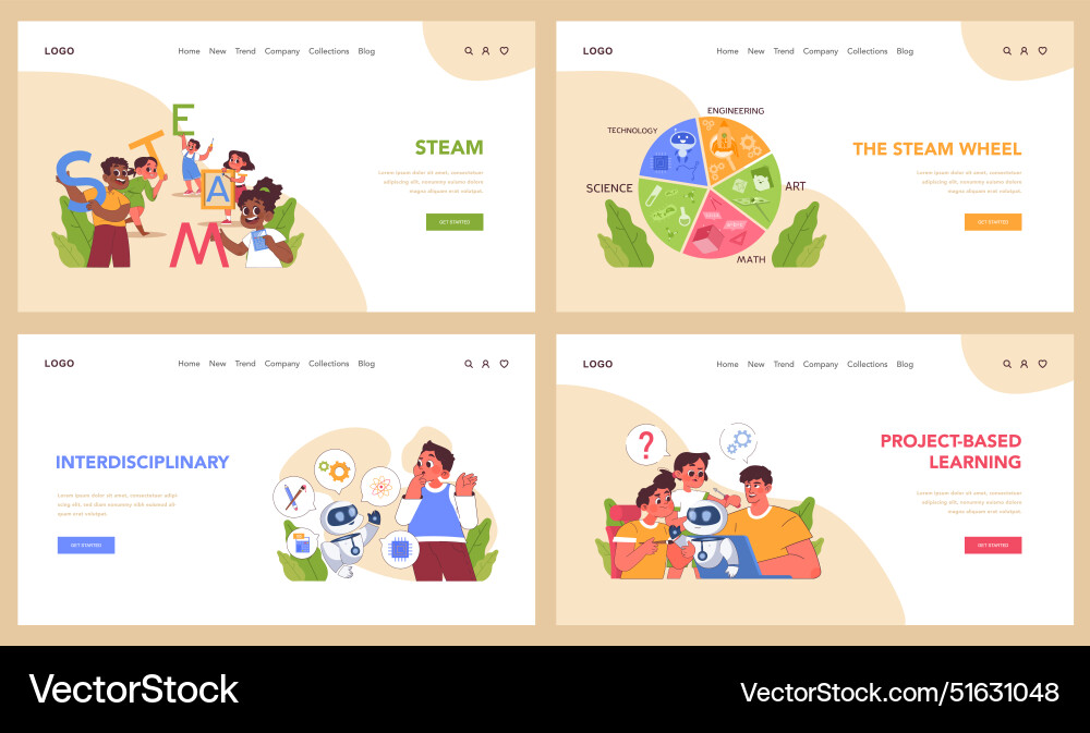 Stem education web banner or landing page set Vector Image