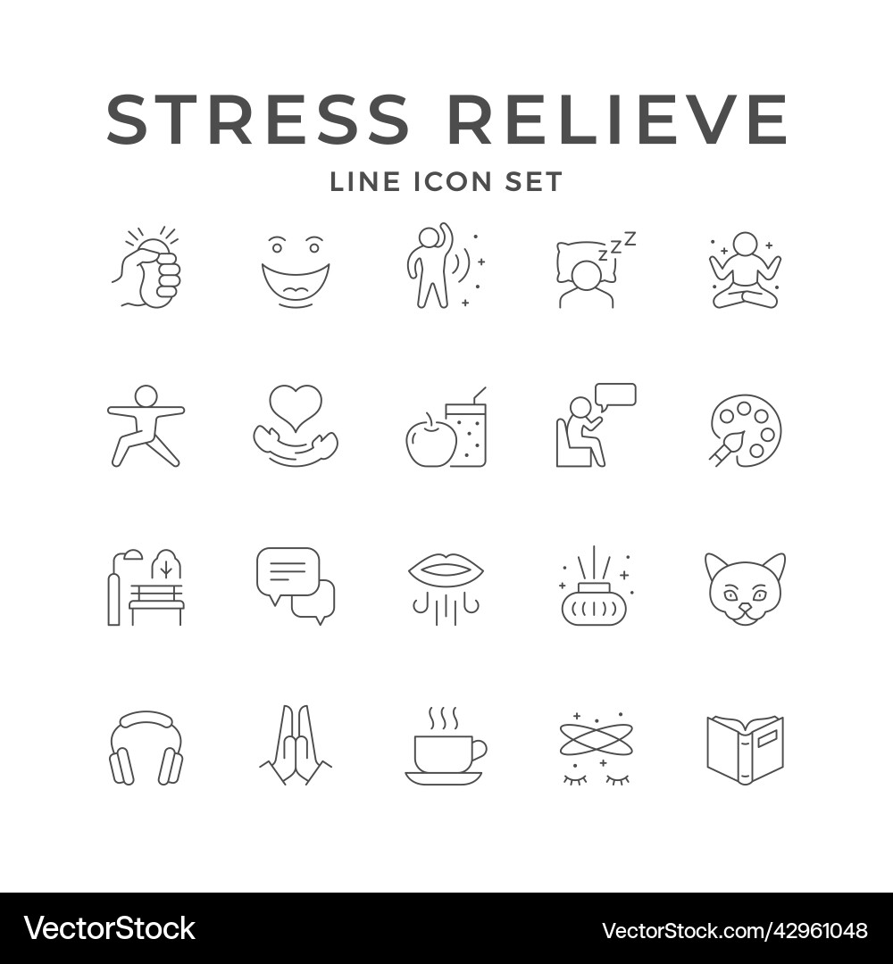 Stress Relief Icons - Wellness Set Royalty Free Vector Image