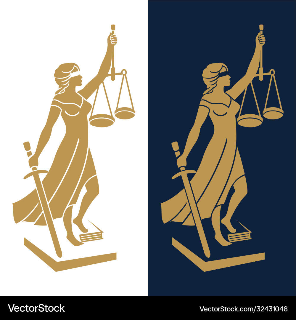 Themis statue in golden color Royalty Free Vector Image