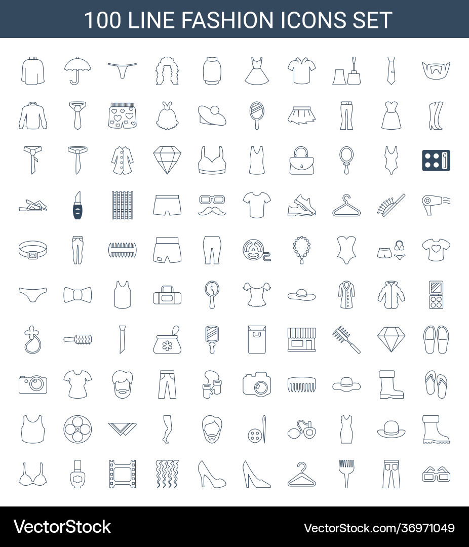 100 fashion icons Royalty Free Vector Image - VectorStock