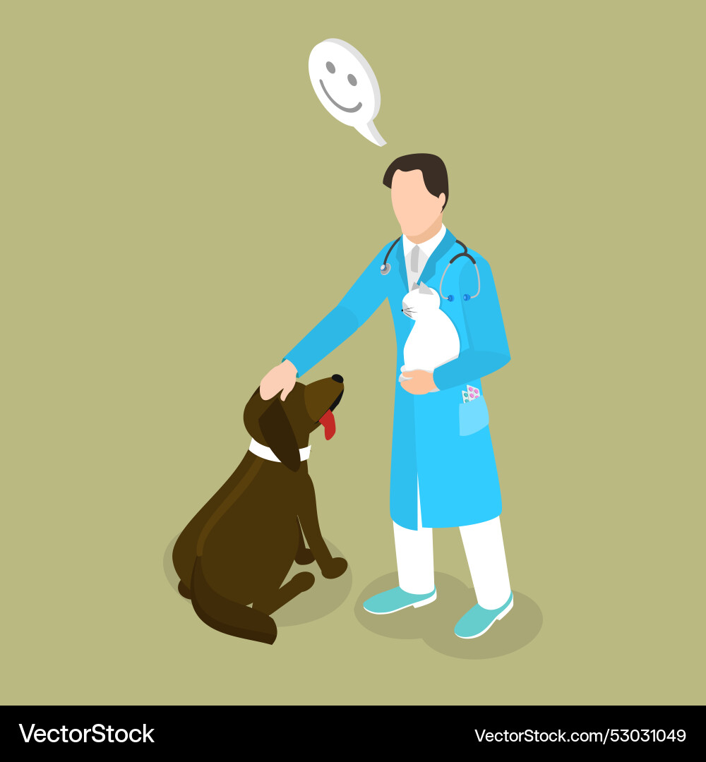 3d isometric flat of vet Royalty Free Vector Image