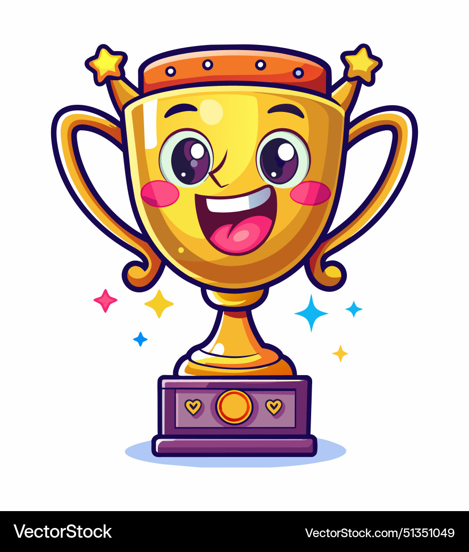 A joyful cartoon trophy on white background Vector Image