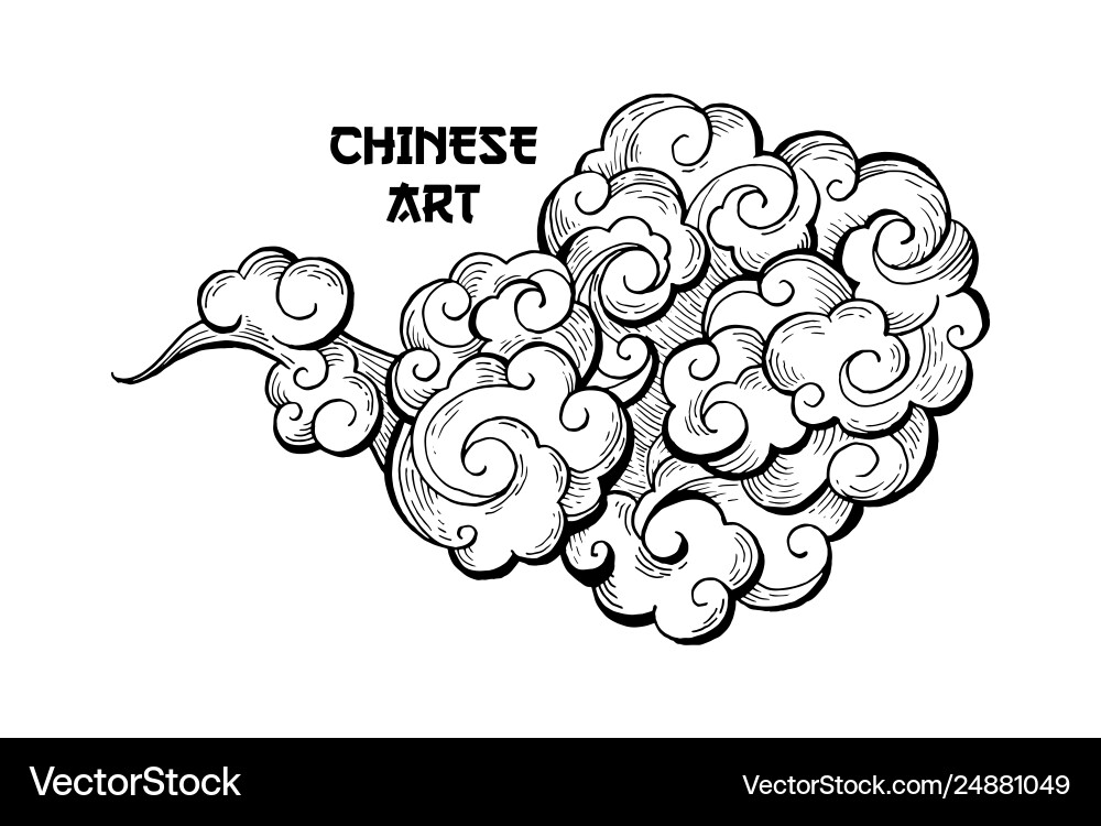 Chinese clouds and wind blows isolated Royalty Free Vector