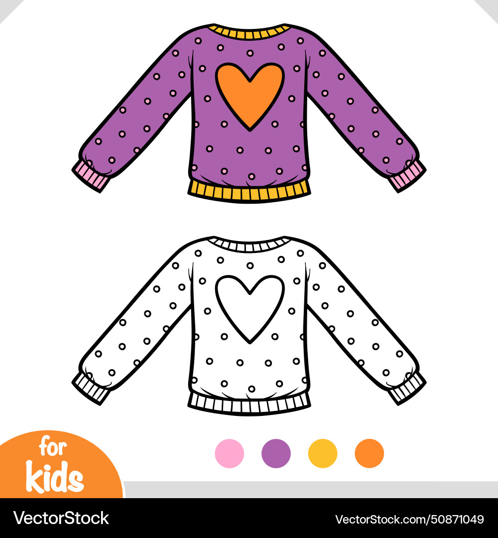 Coloring book pullover with a heart sign Vector Image
