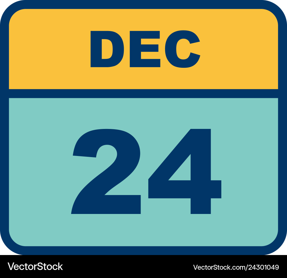 December 24th date on a single day calendar Vector Image