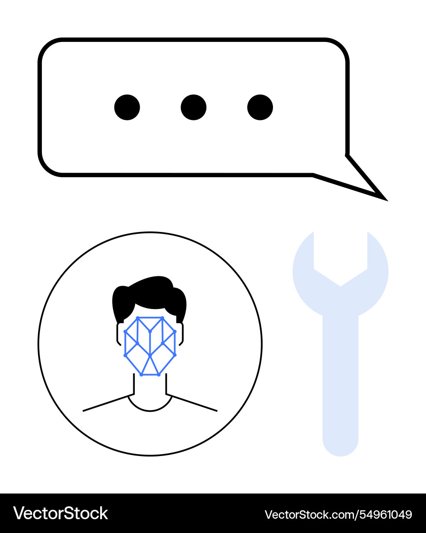 Facial recognition speech bubble communication Vector Image