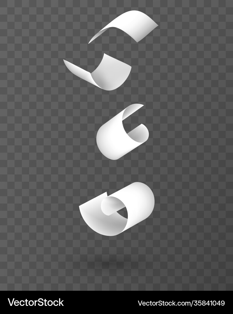 Fly papers set falling and flying white sheets Vector Image