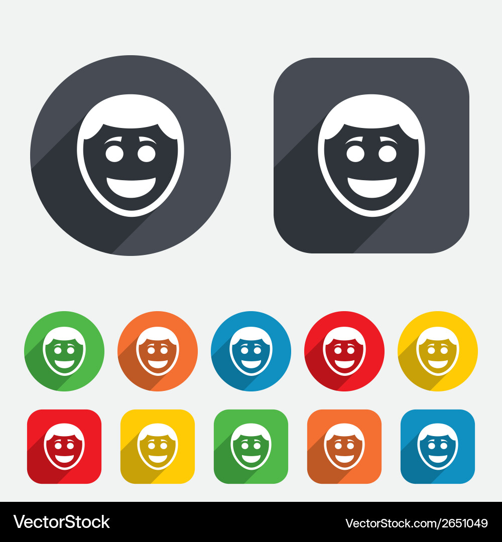 Happy Smiley Face Icon with Hair Royalty Free Vector Image