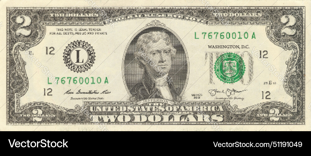 Obverse high polygonal pixel mosaic banknote two Vector Image