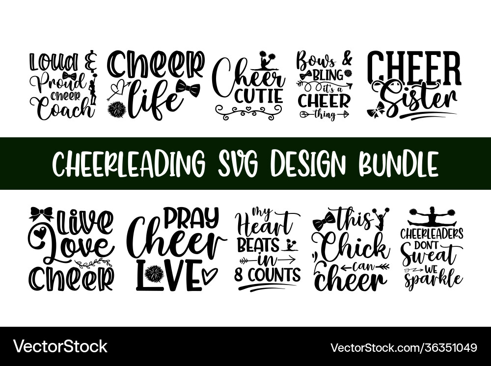Quote cheerleading typography set lettering style Vector Image