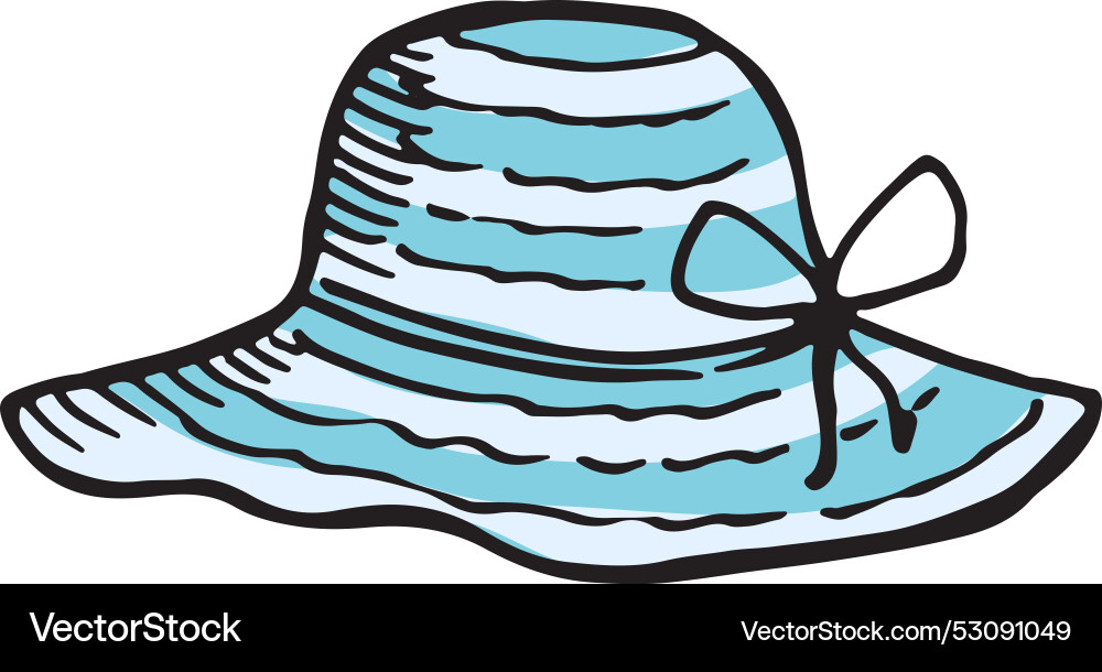 Summer straw hat color sketch beach accessory Vector Image