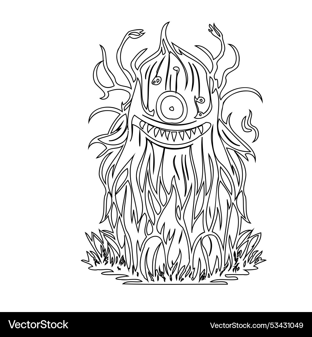 Swamp monster outline sketch Royalty Free Vector Image