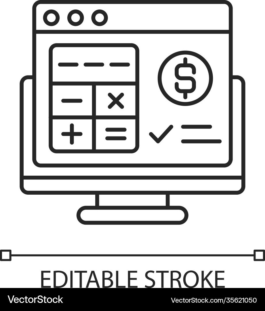 Accounting software linear icon Royalty Free Vector Image