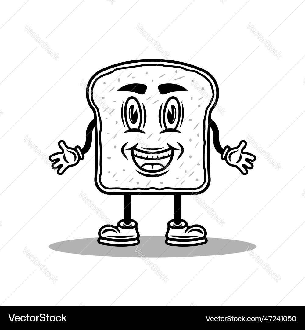 Bread slice or toast cartoon character with hands Vector Image