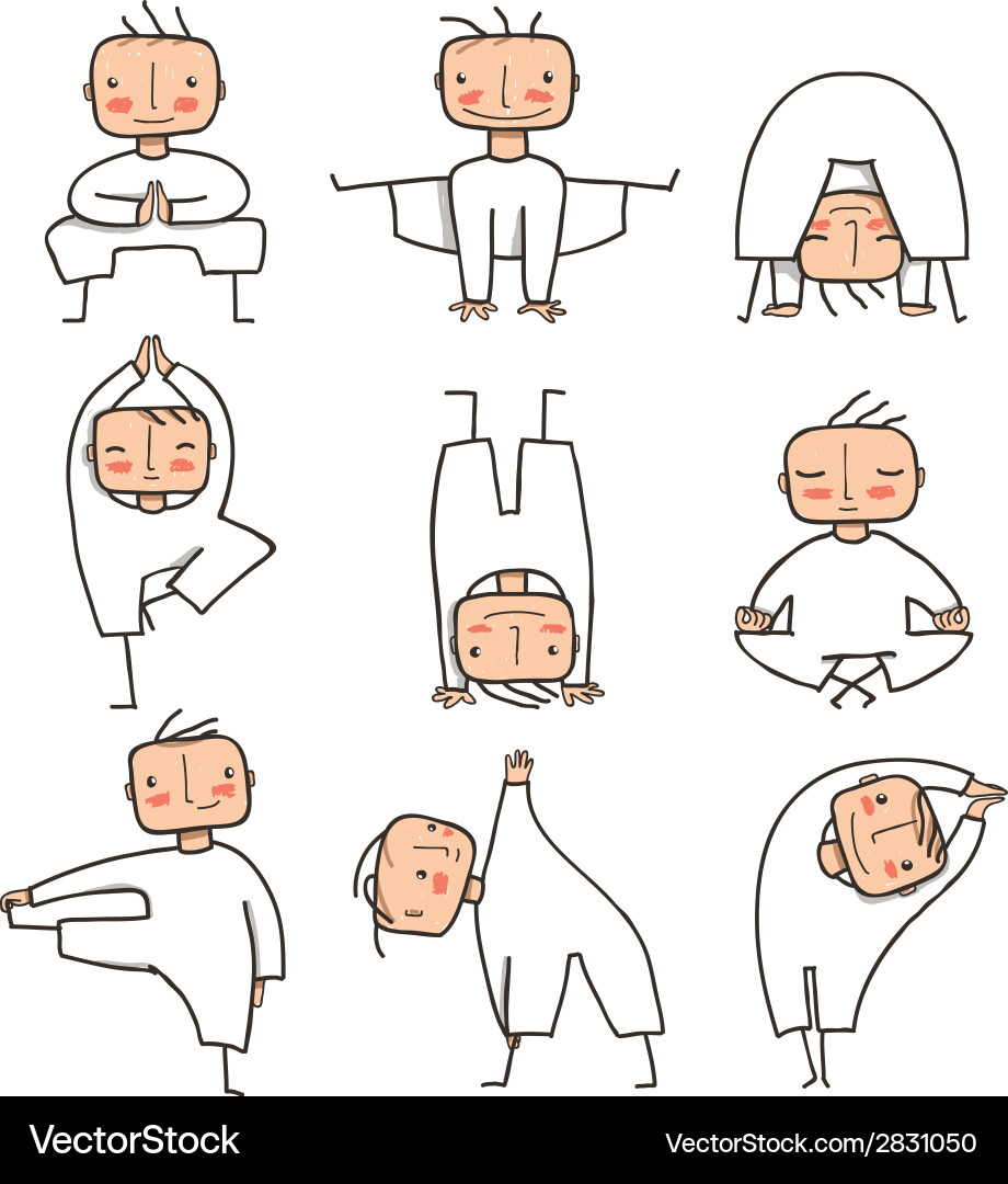 Colorful Yoga Characters Collection Royalty Free Vector
