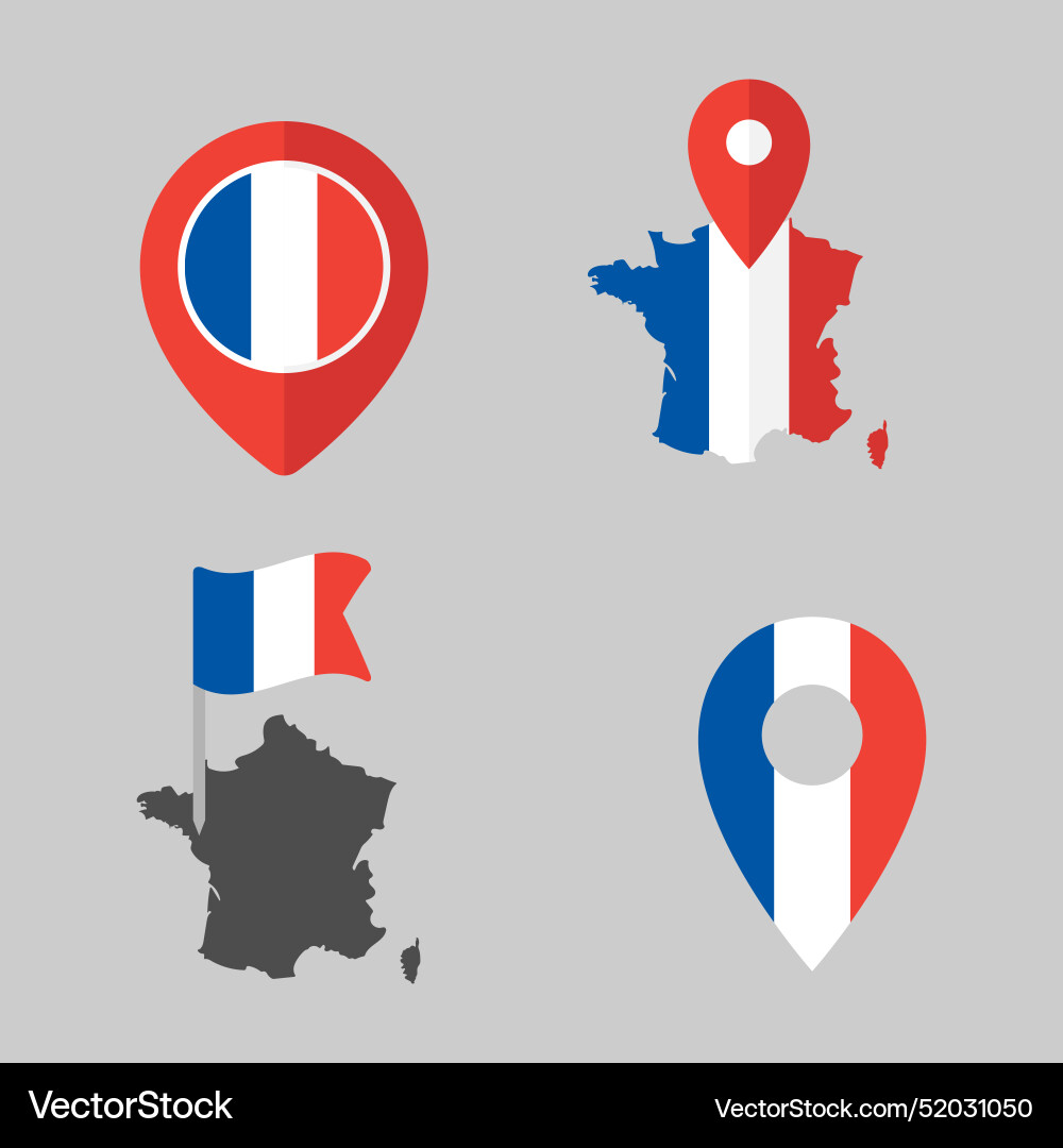 France flag map pointer set french symbol Vector Image