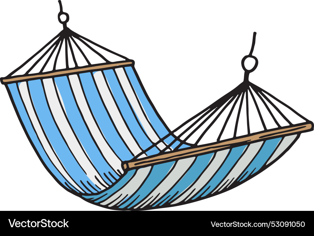 Hammock color sketch vacation summer relaxing Vector Image